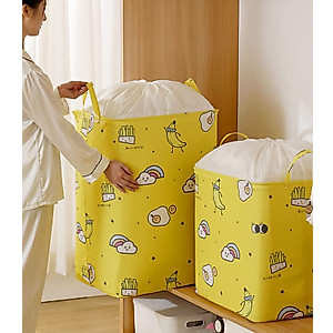 GOLDxsar Non-woven Large-Capacity Beam Drawstring Foldable Cleaning Thickened Quilt Clothing Toy Shoes Dry Cleaning Car Trunk Finishing Collection Storage Bag (Light-Blue)