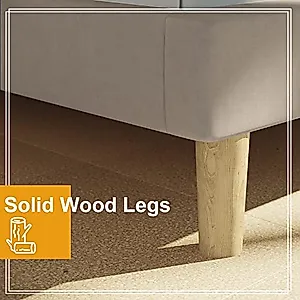 LIKIMIO Full Size Bed Frame, Velvet Upholstered Platform Bed with Metal Frame and Wooden Slats/Easy to Assemble/Mattress Foundation(Beige, Full)