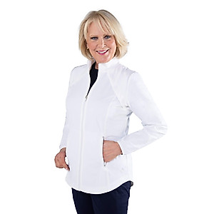 Jofit Apparel Women’s Athletic Clothing Wind Jacket with Removable Sleeves for Golf & Tennis, Size X-Large, White