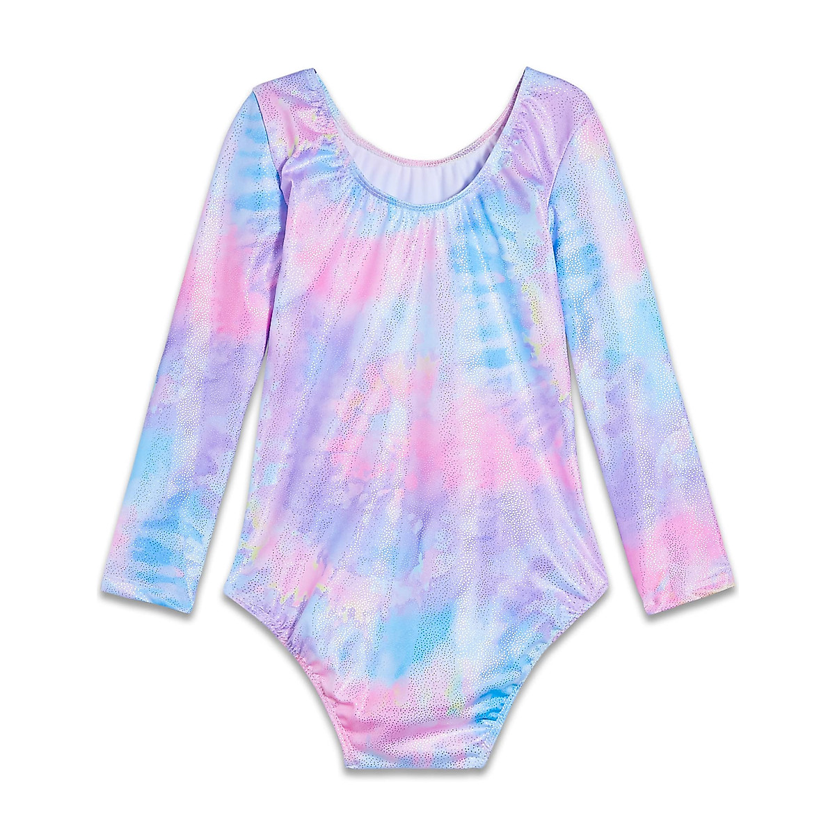TENVDA Girls Gymnastics Leotards Toddler Kids Tumbling Outfit Size 2t 3t Sparkle Purple Tie Dye Long Sleeve Bodysuits