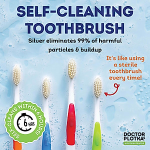 MOUTHWATCHERS Dr Plotkas Extra Soft Flossing Toothbrush Manual Soft Toothbrush for Adults | Ultra Clean Toothbrush | Good for Sensitive Teeth and Gums | 1 Red Toothbrush