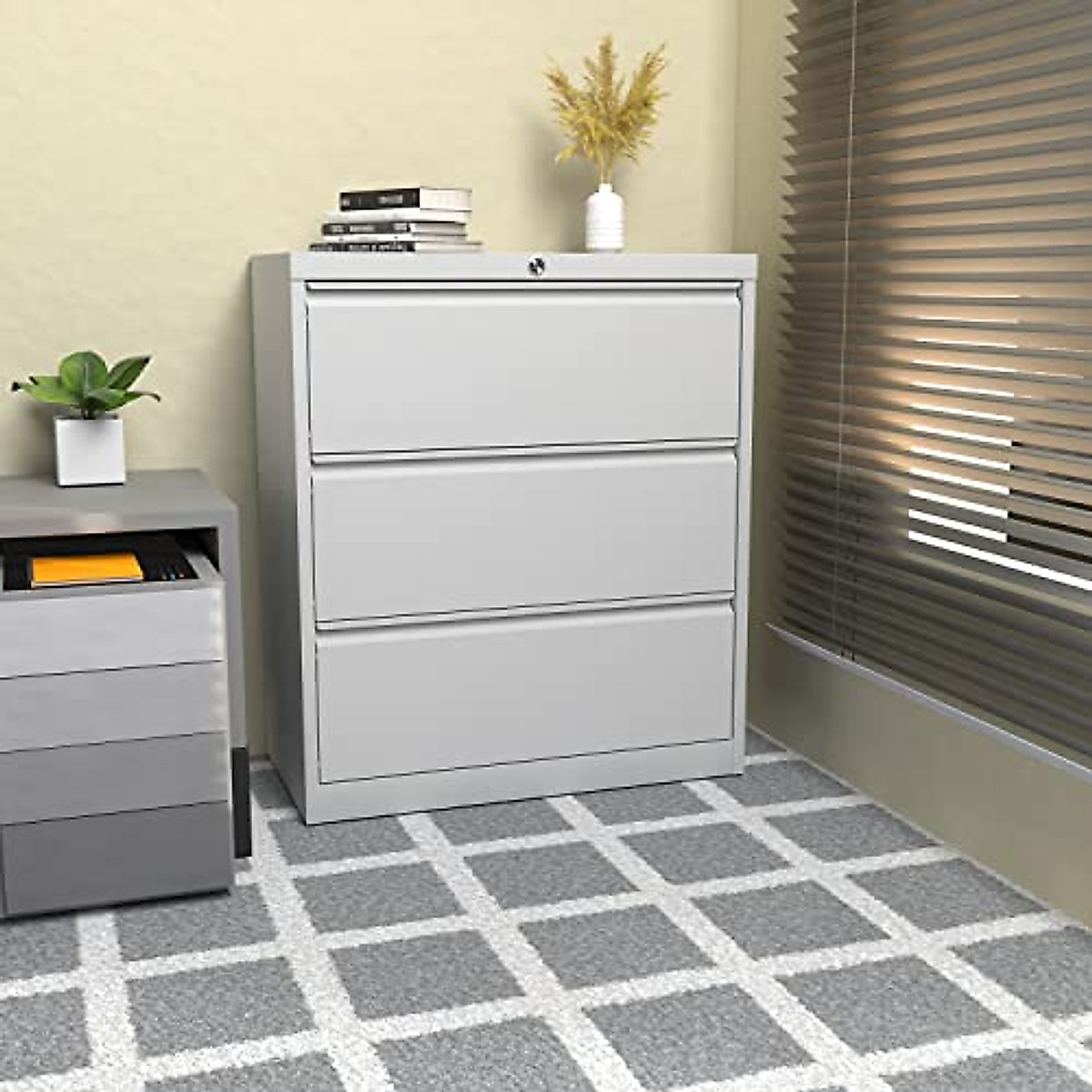 SUXXAN Metal Lateral Filing Cabinet with 3 Drawer,Locking Home Office Steel Files Cabinet with Letter/Legal Size,Anti-tilt Structure,Assembly Required(15.86" D x 35.55" W x 40.86" H)