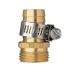 Hanobo 2 Pack Brass 5/8 Inch Male Thread Garden Hose Connectors Repair Mender with Clamps