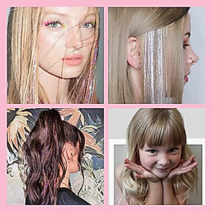 SYGY 13 Colors Tinsel Extensions Kit for Women, Girls - Heat Resistant Glitter Sparkling Shiny Synthetic Strands for Halloween Cosplay