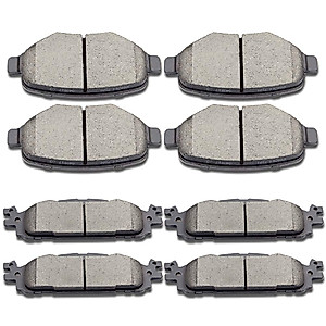 SCITOO Ceramic Brake Pads, 8pcs Front Rear Brake Pads Brakes Kits fit for 11-17 for Ford Explorer,09-19 for Ford Flex,10-19 for Ford Taurus,11 for Lincoln MKS,10-14 for Lincoln MKT