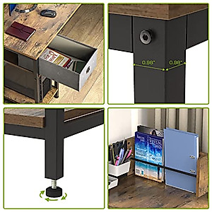 NSdirect Computer Desk,55" Home Office Desk with Bookshelf Industrial Study Writing Table with Space Saving Design Modern Simple Style Laptop Table (Rustic Brown)