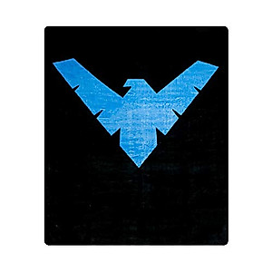 JPI Batman Nightwing Queen Blanket - Batman Logo - Black & Sky Blue - Officially Licensed by DC Comics - Super Soft & Thick - Queen 79'' x 95'' - 100% Polyester