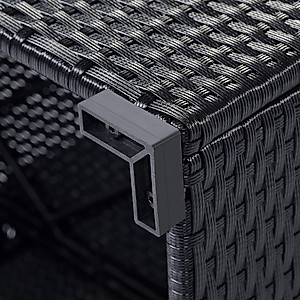 5-Piece Outdoor Furniture Sofa Set, Patio Rattan PE Wicker Furniture Corner Sofa Set, All-Weather Wicker Rattan Conversation Set with Cushions and Glass Table (Beige + Rattan)