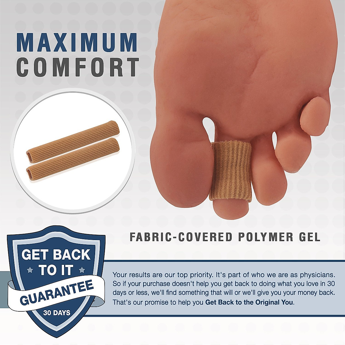 Dr. Frederick's Original Fabrigrip Toe Protectors - 2 Multiple-Use Pieces - Toe Covers to Prevent Blisters, Cushion Bunions, & More - Small