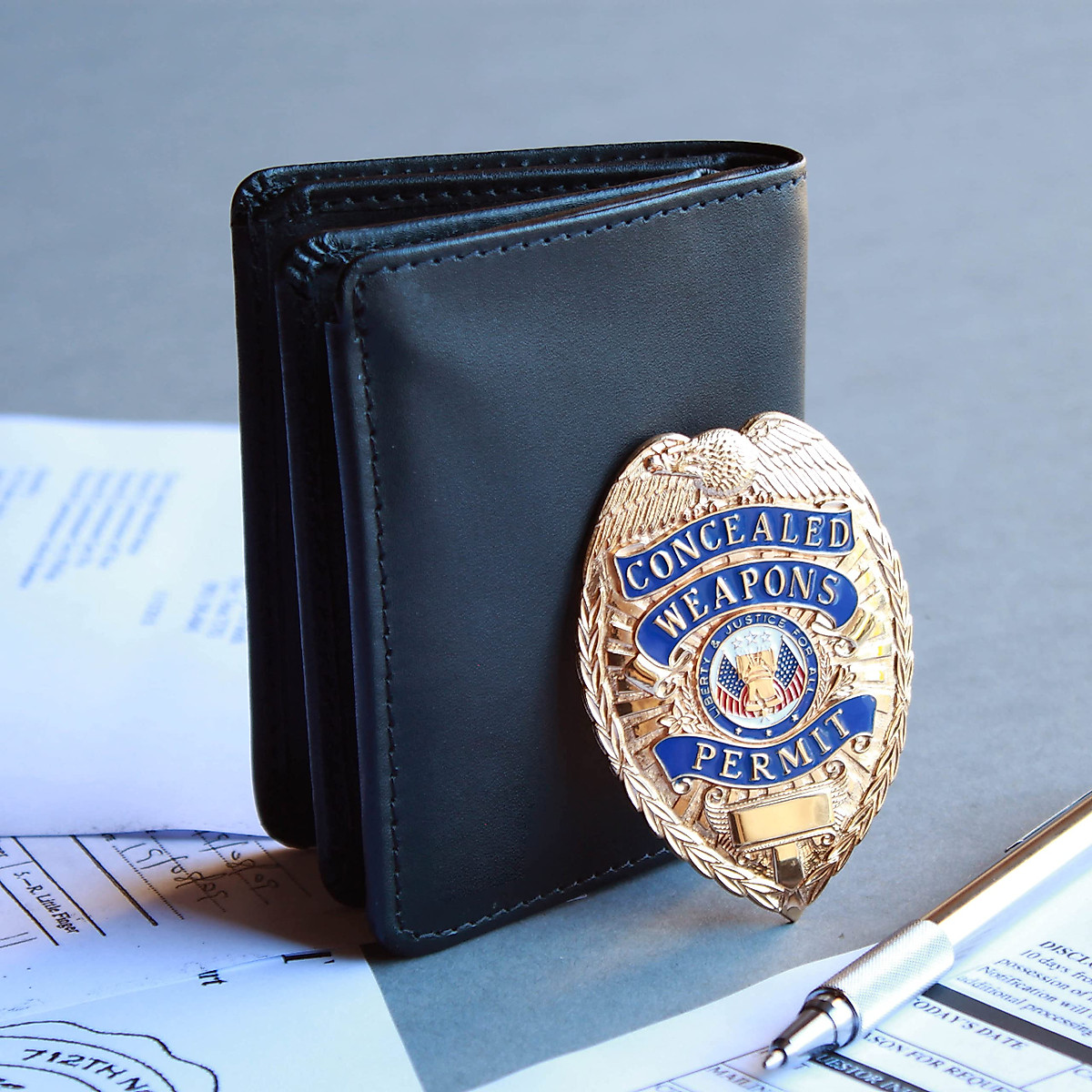 ASR Federal Bifold Leather Credit Card ID Badge Holder Wallet Police Gear, Oval