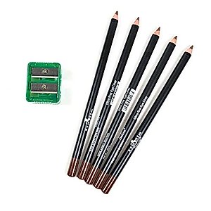 Aolbic 5 LIGHT BROWN ITALIA EYE LIP LINER PENCIL 1003 SET + FREE SHARPENER & Free ZipBag