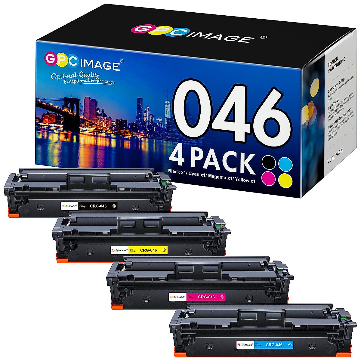 GPC Image Compatible Toner Cartridge Replacement for Canon 046 046H CRG-046 for Color ImageCLASS MF733Cdw MF731Cdw MF735Cdw LBP654Cdw Printer Tray (Black, Cyan, Magenta, Yellow)