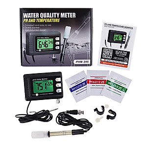 Digital Combo pH & Temperature Meter, Aquarium Thermometer pH Monitor with Automatic Calibration Function for Fish Tank Hydroponics Aquaculture Laboratory