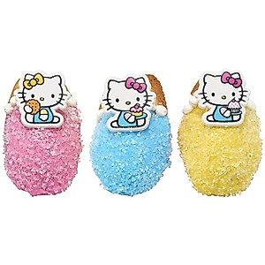 DecoPac Hello Kitty® Rings, Cupcake Decorations Featuring Hello Kitty and Mimmy, Pink And Yellow - 24 Pack