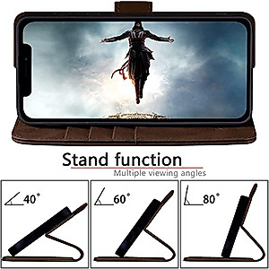 DuckSky for iPhone 13 Pro Max 6.7" Genuine Leather Wallet case【RFID Blocking】【4 Credit Card Holder】【Real Leather】 Flip Folio Book Protective Cover Women Men for Apple 13ProMax Phone case Brown