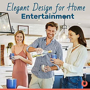 SNOWFOX Premium Vacuum Insulated Stainless Steel Classic White Wine Glass - Set of 2 -Chilled Wine Stays Icy Cold -Lightweight Stemless Cocktail Glasses -Elegant Home Entertaining Barware -8oz -Marble