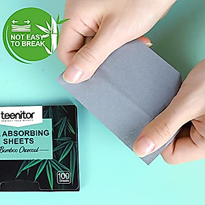 1200 Sheets Natural Blotting Paper for Oily Skin with Bamboo Charcoal, Oil Blotting Sheets for Face, Makeup Blotting Paper, 3 7/8" and 2.75"