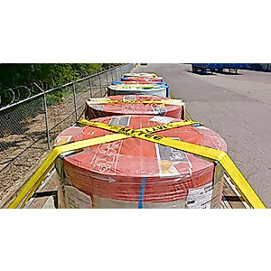 Mytee Products (10 Pack) Winch Straps 4" x 30' Yellow Heavy Duty Tie Down w/ 3.25" Narrow Flat Hook WLL# 5400 lbs | 4 Inch Cargo Control for Flatbed Truck Utility Trailer