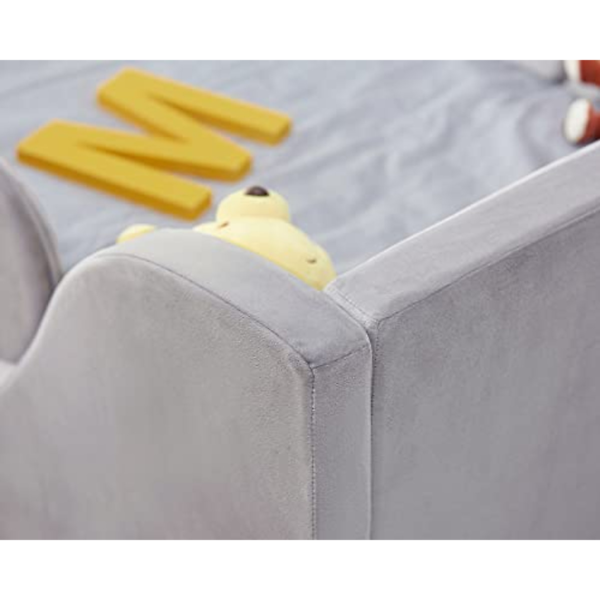 Moogeer Toddler Bed Frame with Removable Safety Rails, Fits Full Size Crib Mattress, Certified Fabric Kids Bed (Gray)