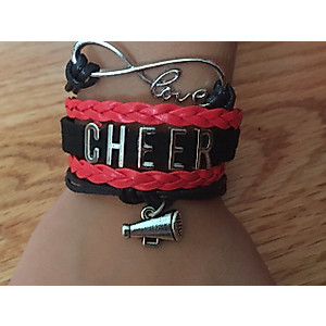Cheer Charm Bracelet- Infinity Love Adjustable Cheerleading Jewelry in Team Colors for Cheerleader