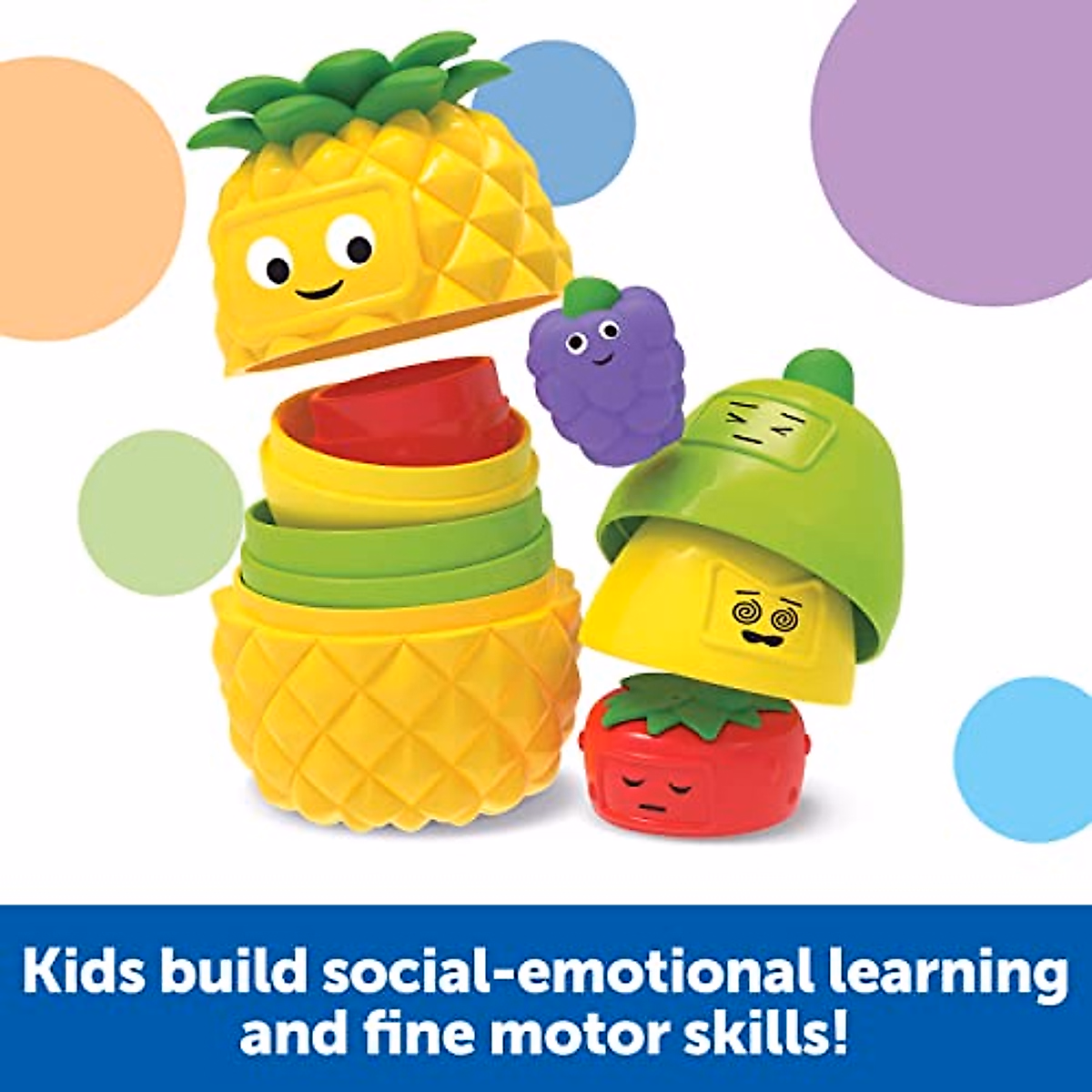 Learning Resources Big Feelings Nesting Fruit Friends, 9 Pieces, Ages 18+ Months, Social Emotional Learning Toys, Sensory Toys, Speech Therapy Materials