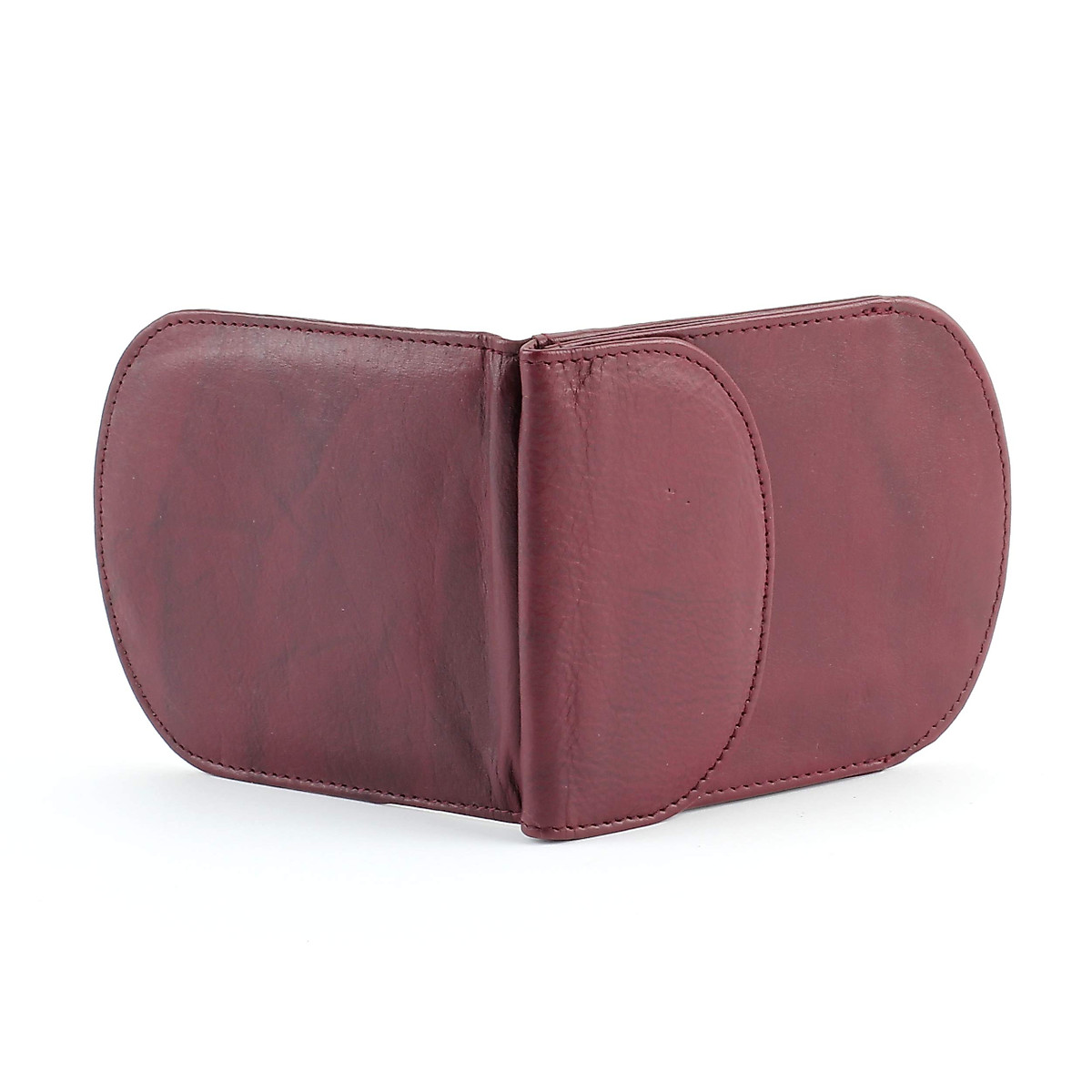 Bacci Leather Impressions Taxi Wallet - Soft Leather, Compact & Snap Pocket on Front, Folding Wallet, Small ID Cards & Coins Holder, Pouch for Men & Women, Coin Case ( Leather, Red)