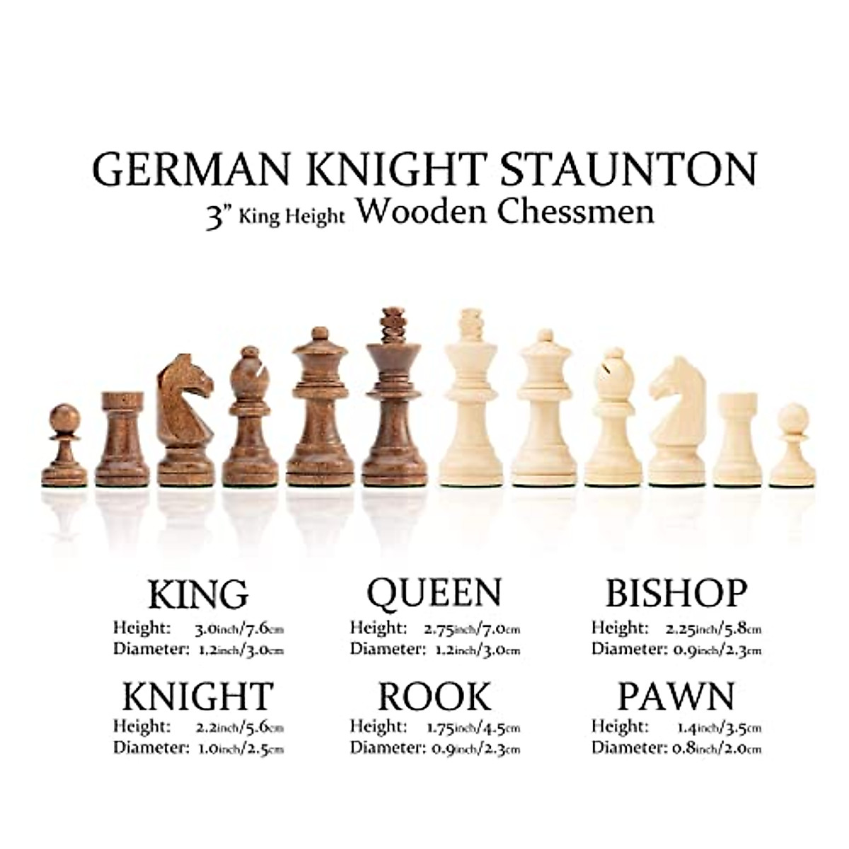 A&A 15 inch Wooden Folding Chess & Checkers Set w/ 3 inch King Height Staunton Chess Pieces / 2 Extra Queens - Beech Box w/Maple & Walnut Inlay