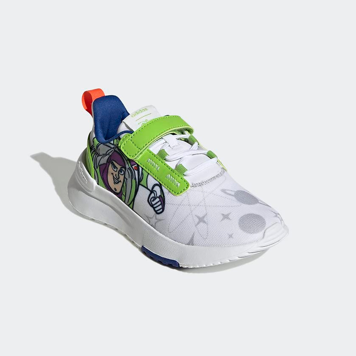 adidas Racer TR21 Running Shoe, FTWR White/FTWR White/Semi Solar Green (Buzz Lightyear), 1 US Unisex Little Kid
