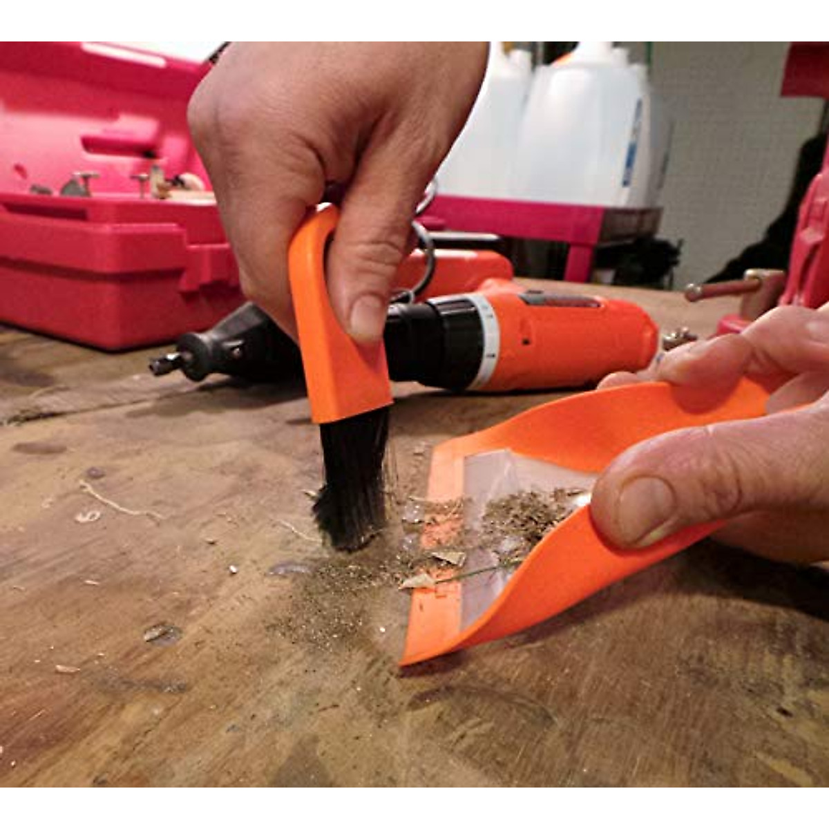 ust FlexWare Compact Sweep Set with Brush, DPan and Carabiner for Cleaning Small Messes at the Campsite, Picnic or Other Outdoor Activities , Orange, One Size (20-12235)