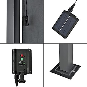 10 x10 Outdoor Pergola with Solar Lights and Adjustable Sun Shade Cover and Retractable Canopy for Backyard Deck Garden (Grey)