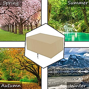 27x27x47 in Garden Furniture Cover, Cube Table Cover, 420D Heavy Duty Oxford Fabric, Patio Set Cover Rattan Furniture Cover, for Cube Set,Patio,Outdoor (Beige 68x68x120cm)