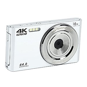 16X Digital Zoom Camera, 2.8In Screen 4K 44MP Shock Proof Housing HD Camera with Fill Light, Support Self Timer, Continuous Shooting, and Anti Shake for Travel, Wedding Use (Silver)