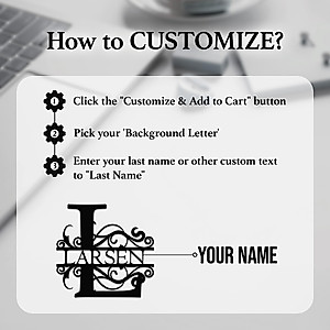 Last Name Signs for Home - Custom Family Name Sign & Personalized Metal Name Sign - Monogram Sign for Indoor or Outdoor Home & Wall Decor, Cabin, Baby Room - Housewarming & Wedding Gifts - House Decor