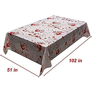 Grabo 4Pcs Halloween Decorations - Bloody Zombie Table Cover, Scary Tablecloth |102 ×51in| for Halloween Party Supplies Decoration, Horror Halloween Birthday Party