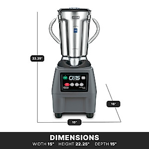 Waring Commercial CB15 Ultra Heavy Duty 3.75 HP Blender, Electric Touchpad Controls with Stainless Steel 1 Gallon Container, 120V, 5-15 Phase Plug