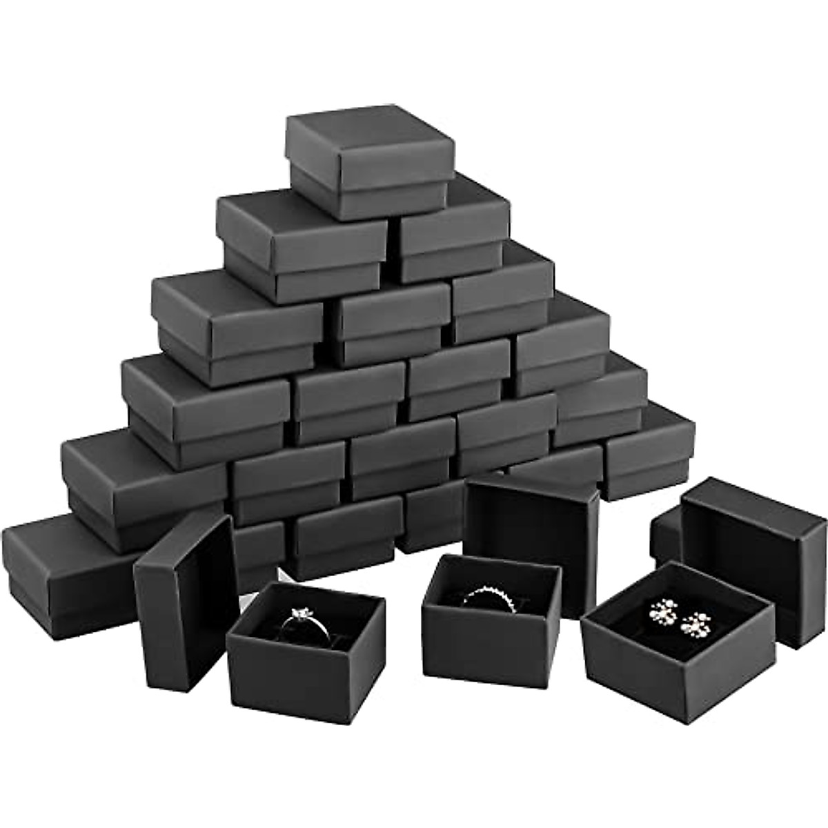 Outgeek 24pcs Jewelry Gift Boxes, Small Gift Boxes with Foam Insert Earring Protector Case Jewelry Kraft Packing Boxes for Ring Collectibles Necklace Bracelet Wedding (24PCS Gift Boxes)