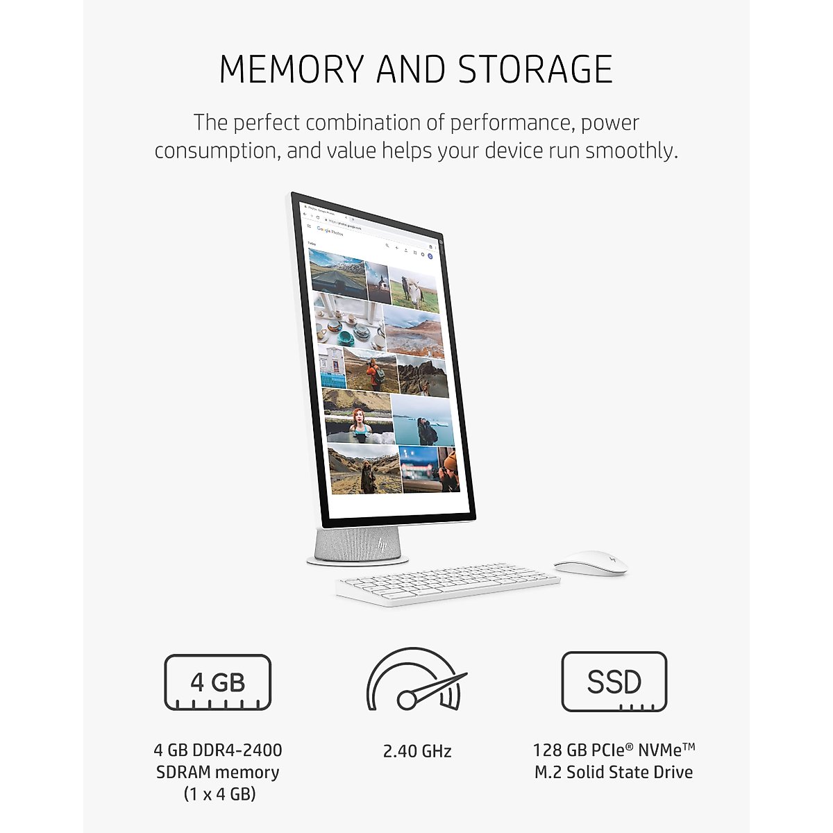 HP Chromebase 21.5" All-in-One Desktop, Intel Pentium Gold 6405U Processor, 4 GB RAM, 128 GB SSD, Rotating Full HD IPS Touchscreen, Chrome OS, Bluetooth Keyboard and Mouse Combo (22-aa0022, 2021)