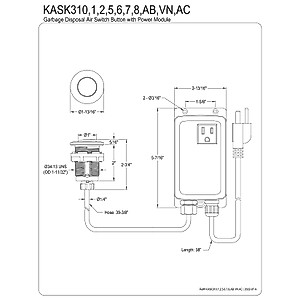 Kingston Brass KASK317 Trimscape Single Outlet Garbage Disposal Air Switch Kit, Brushed Brass