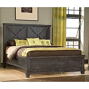 BOWERY HILL Modern Styled Queen Wood Panel Bed in Espresso Finish