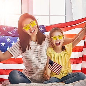 Cindeer 12 Pair Star Shape Glasses Bulk Rimless Sunglasses for Women Halloween Xmas Party Pentagram Star Accessories(Light Yellow)