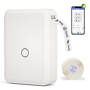 SUNTHIN Portable Bluetooth Label Maker - Inkless, Smart, and Rechargeable - Create Stickers with Multiple Templates, Fonts, and Icons - Ideal for Office and Home Use! (Portable, White)