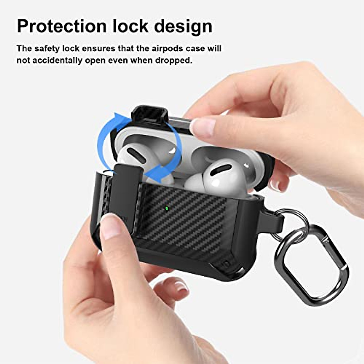 Lopnord Case for Airpod Pro Case Cover with Lock, Compatible for Airpods Pro 2nd Generation/1st Generation Case (2023/2022/2019), Shockproof Cover for iPod Pro Case Men Women(AirPod Pro Not Included)