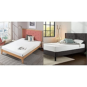 ZINUS 6 Inch Green Tea Cooling Gel Memory Foam Mattress, Queen & Shalini Upholstered Platform Bed Frame/Mattress Foundation/Wood Slat Support, Dark Grey, Queen