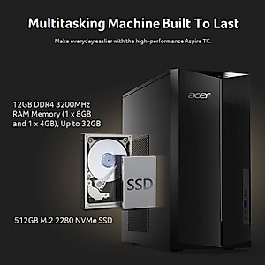 Acer [Windows 11 Pro] 2022 Aspire TC-1760-UA92 Desktop,12th Gen Intel Core i5-12400,16GB RAM |1TB SSD, 8X DVD-RW,802.11ax Wi-Fi 6, Bluetooth 5.2,Windows 11 Pro