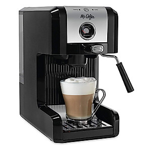 Mr. Coffee Easy Maker | Authentic Pump Espresso Machine, 6 Piece, Chrome/Black