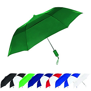 STROMBERGBRAND UMBRELLAS Vented Windproof Umbrella Compact Small Sturdy Automatic Open Wind Vent for Women and Men (with Matching case and Strap), (White)