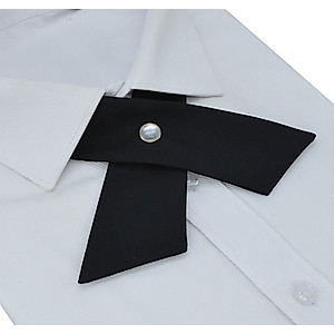 Women/Men Cross Bow Tie, Pre Tied Crossover Necktie For Janpanese School Girl JK & JC Uniform or Cosplay W-B-T2 (Black)