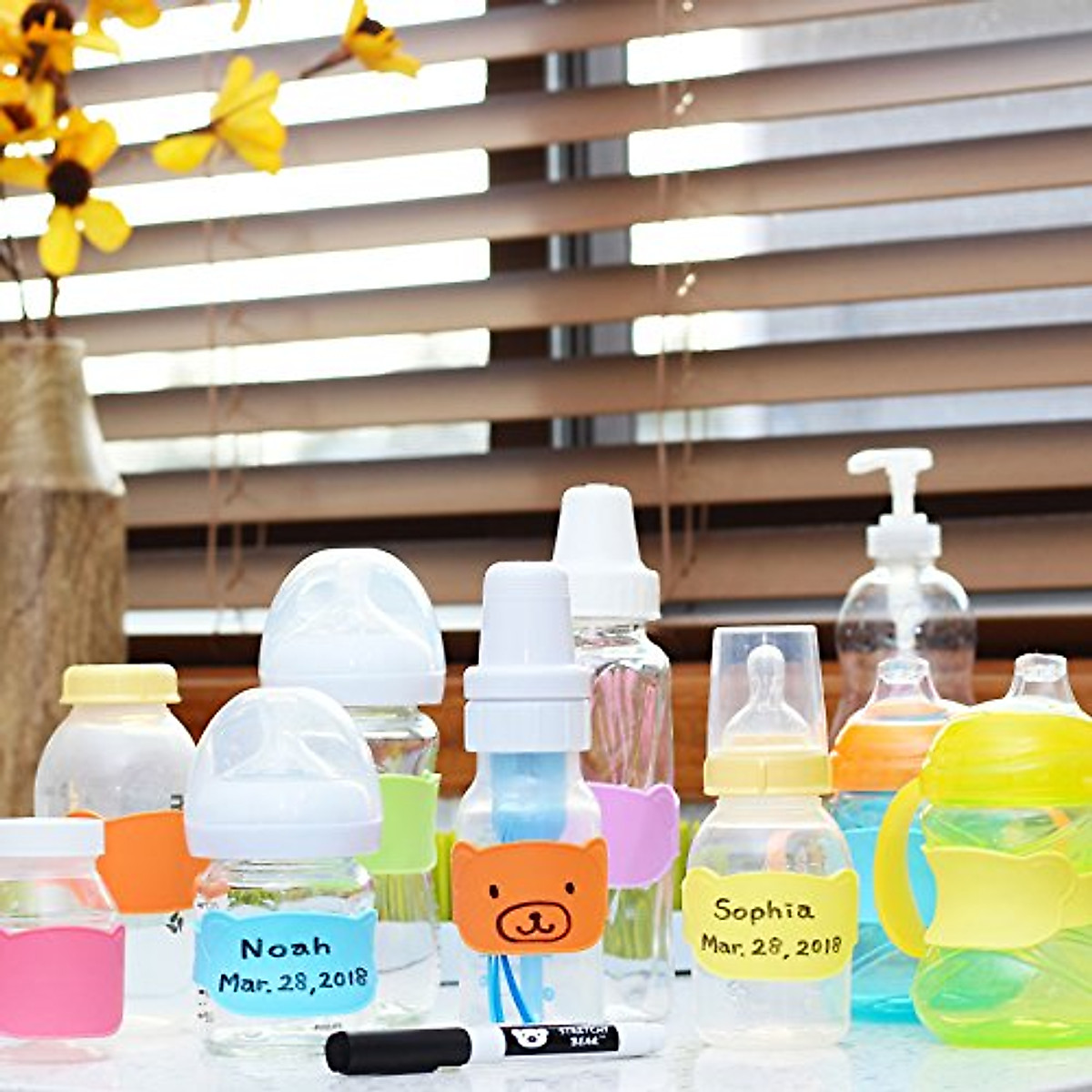 Baby Bottle Labels for Daycare, 6 Pcs (Multi-Color)