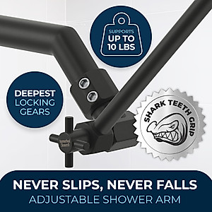 ALL METAL Shower Head Extension Arm – 12” – BRUSHED NICKEL - Solid Brass Shower Extension Arm with Deep-Locking Joints – Height Adjustable Shower Arm Extension for any Rain or Handheld Showerhead