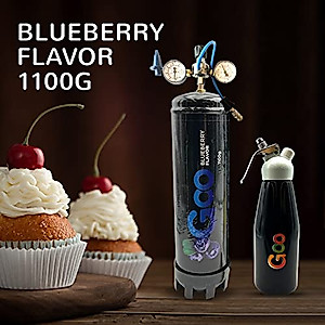 GOO Premium Whipped Cream Charger - Food Grade Nitrous Oxide Tank - For Any Standard Whipping Cream Dispenser - Pure Flavored N2O Whip Cream Chargers - Blueberry Flavor - 1100g Cylinder